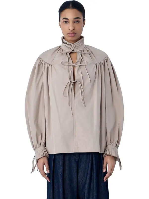 Dries Van Noten Gathered Neck Blouse - Cream