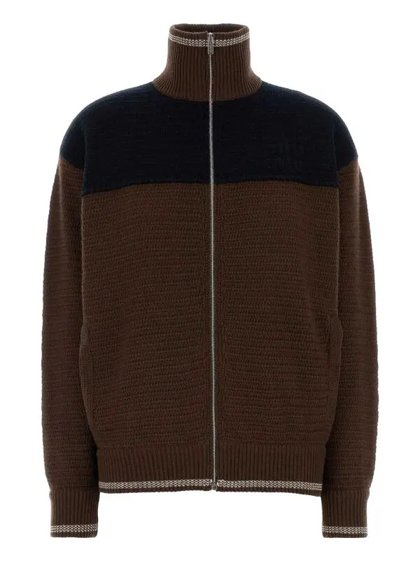 Miu Miu Zip-up Cashmere Sweater - Brown