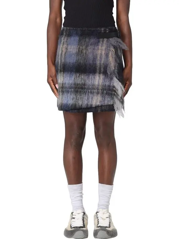 Loewe Plaid Fringe Skirt - Blue
