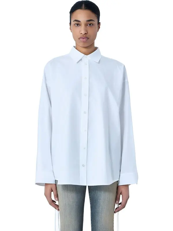 Balenciaga Cotton Poplin Lace-up Shirt - White