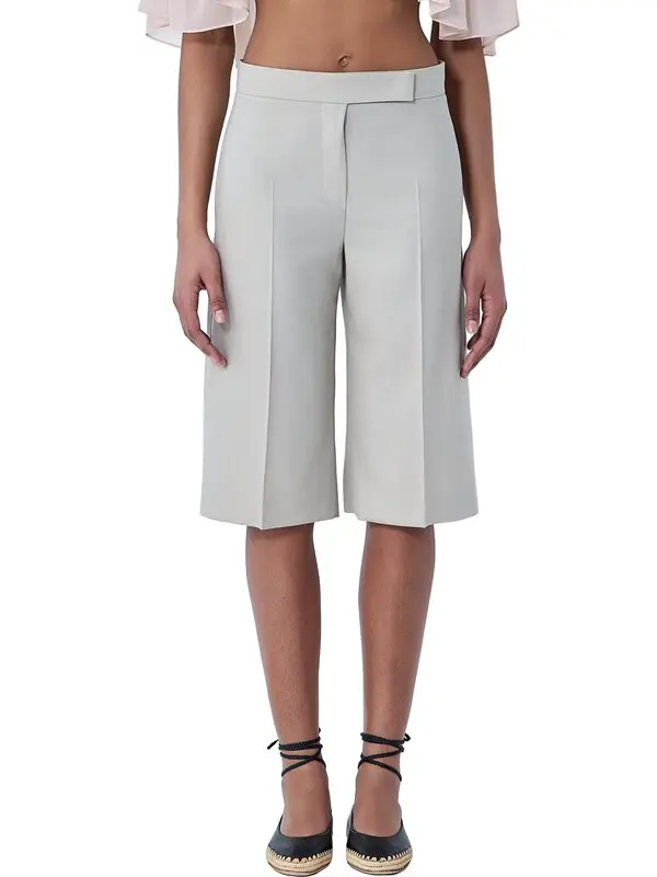 Max Mara Mid Rise Tailored Bermuda Shorts In Wool, Mohair, And Silk Blend - Cream