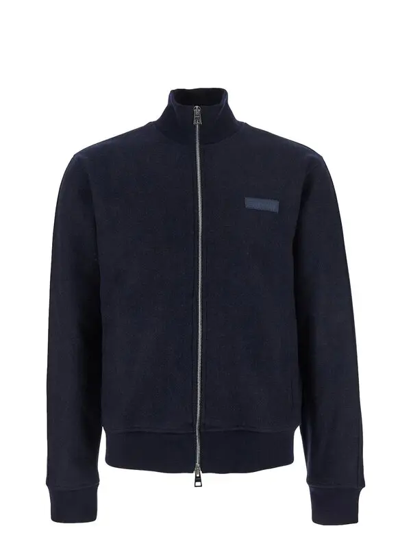 Givenchy Wool Cashmere Blend High Neck Zip-up Jacket With Logo Patch - Multicolor