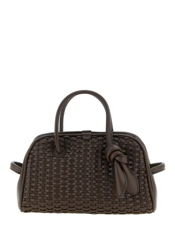 Jacquemus Le Petit Turismo Woven Suede Handbag With Bow Detail - Brown