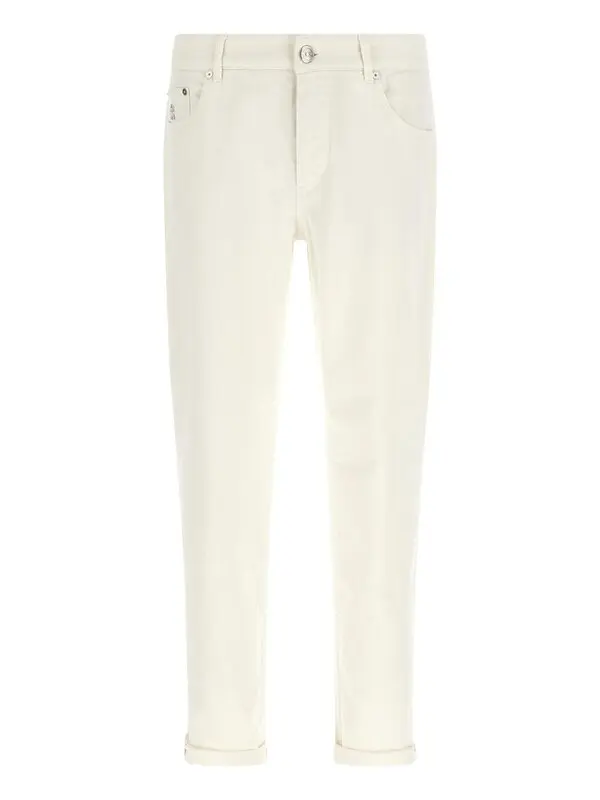 Brunello Cucinelli Traditional Fit Cuffed Jeans - White