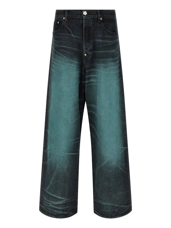 Kenzo Wide Leg Japanese Denim Jeans - Blue