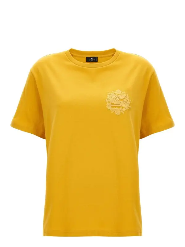 Etro Embroidered Logo Crewneck T-shirt - Yellow