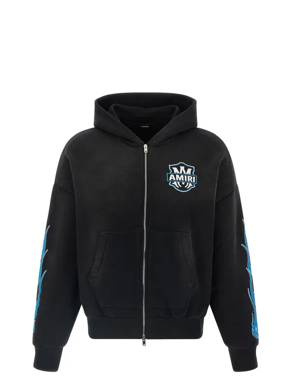 Amiri Ma Flames Cotton Fleece Hoodie - Black