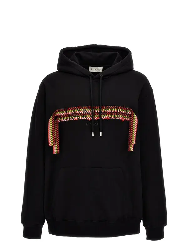 LANVIN Curblace Embroidered Cotton Hoodie - Black