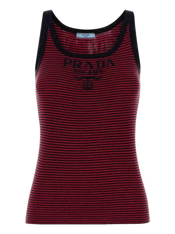 Prada Ribbed Striped Tank Top - Blue
