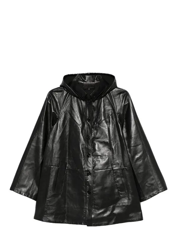 Prada Leather Hooded Jacket - Black