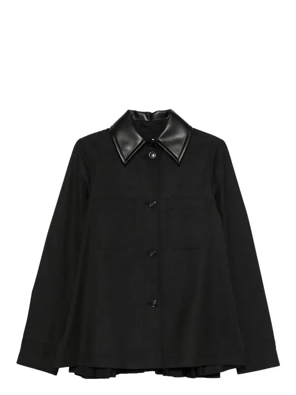 Sportmax Cotton Blend Oversized Jacket With Pleated Hem - Black