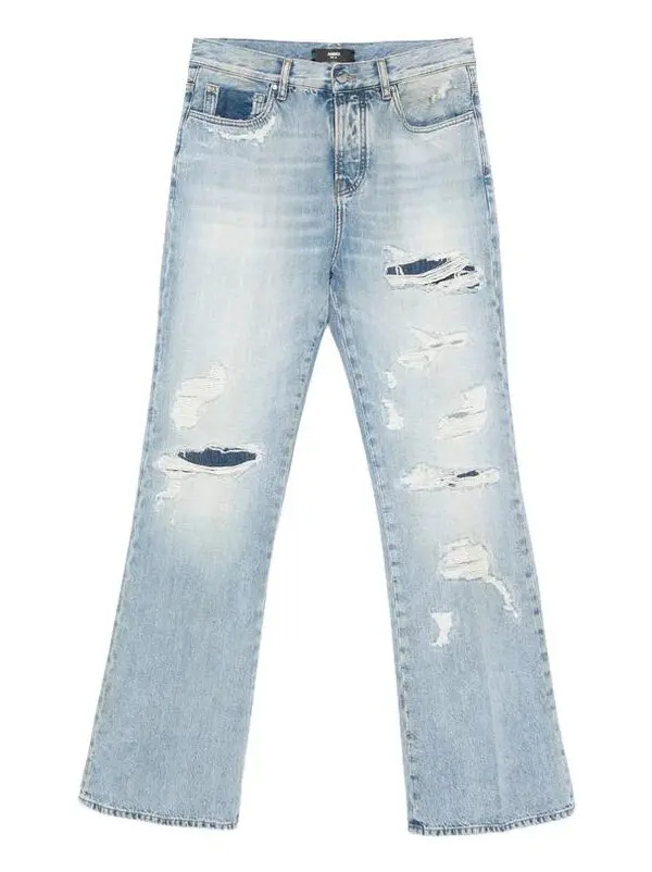 Amiri Distressed Denim Bootcut Jeans - Blue