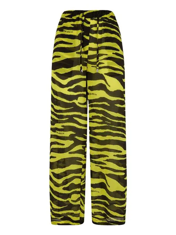 Attico Black And Yellow Zebra Print Cotton Trousers - Multicolor