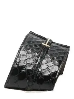 TOM FORD Python-effect Leather Flat Slides - Black