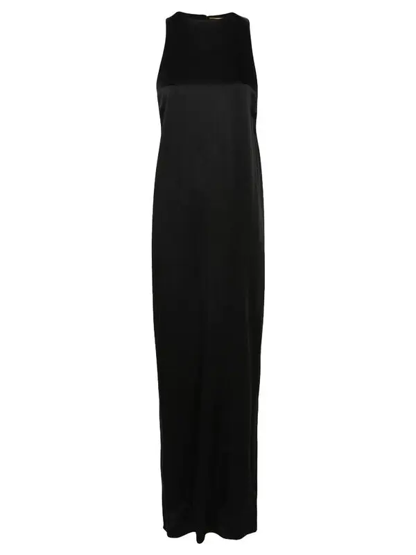Saint Laurent Satin Evening Dress With Knot Detail - Black