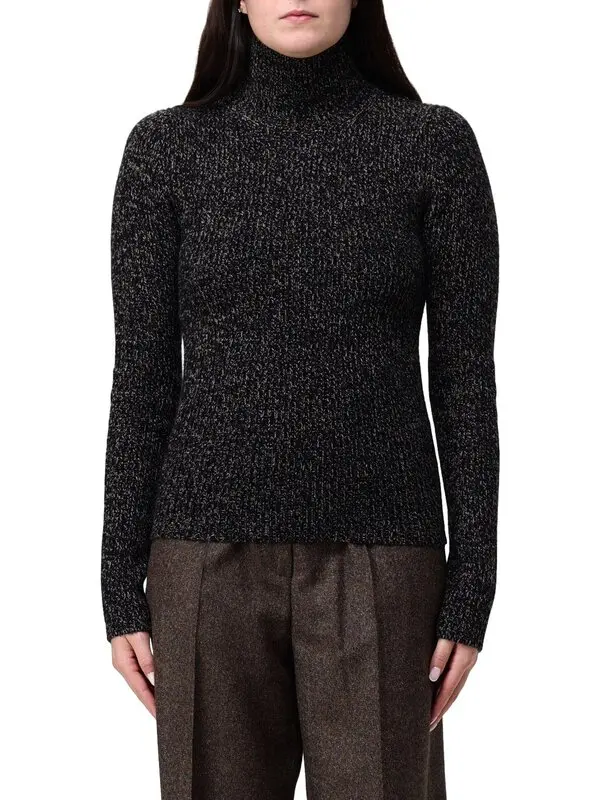 Max Mara Ribbed High Neck Long Sleeve Sweater - Black