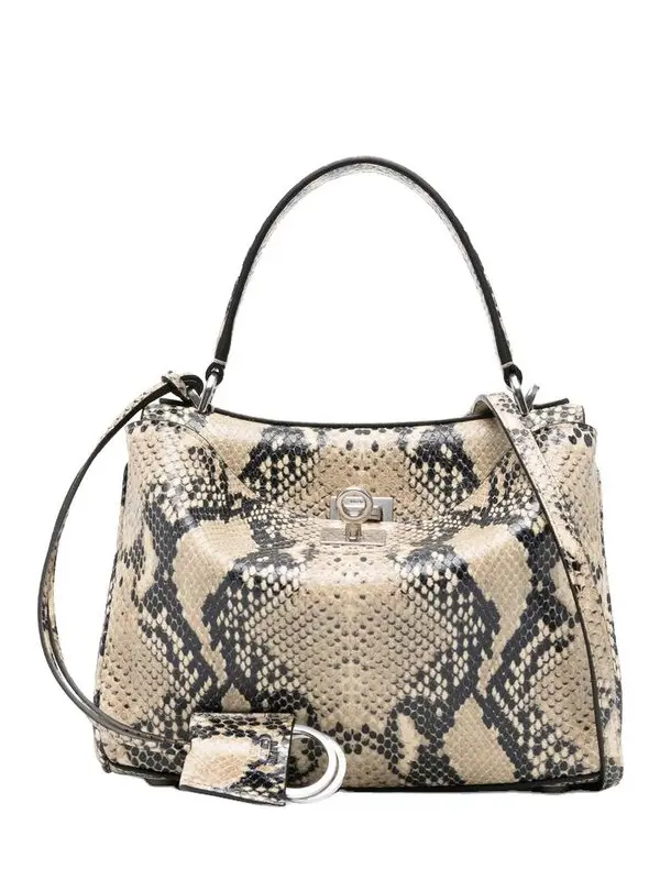 Balenciaga Beige Snakeskin Effect Tote Bag - Cream