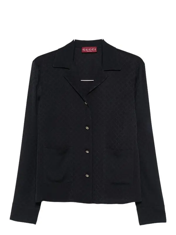 Gucci Diamond Pattern Silk Blend Shirt - Blue