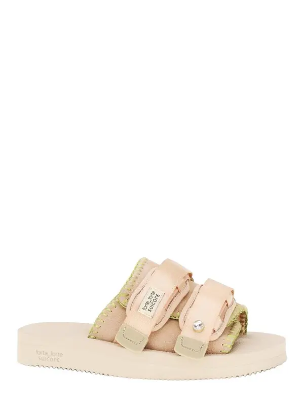 FORTE_FORTE Double Strap Sandals With Embellished Straps - Pink