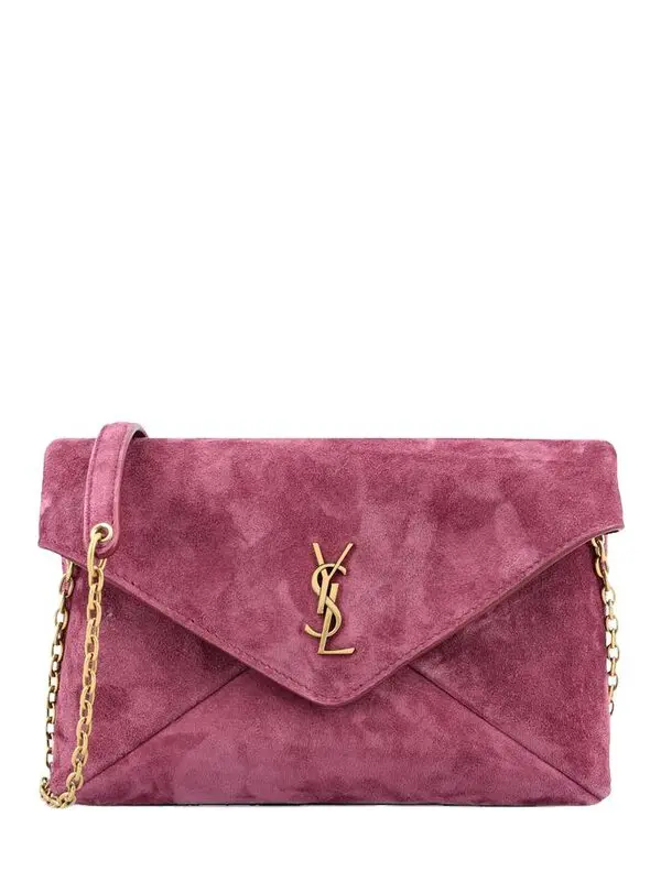 Saint Laurent Logo Plaque Chain Detailing Envelope Shoulder Bag - Pink