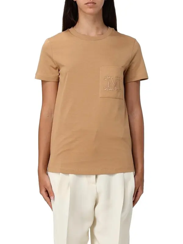 Max Mara Embroidered Logo Pocket T-shirt - Brown