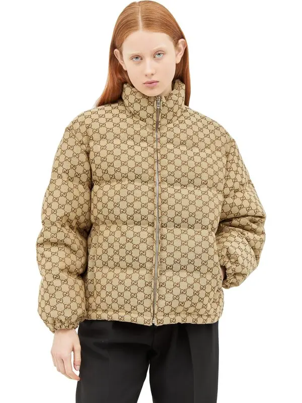 Gucci Gg Canvas Padded Bomber Jacket - Cream
