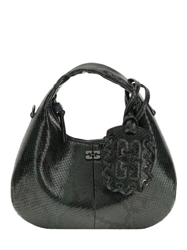 GANNI Embossed Shoulder Bag - Green