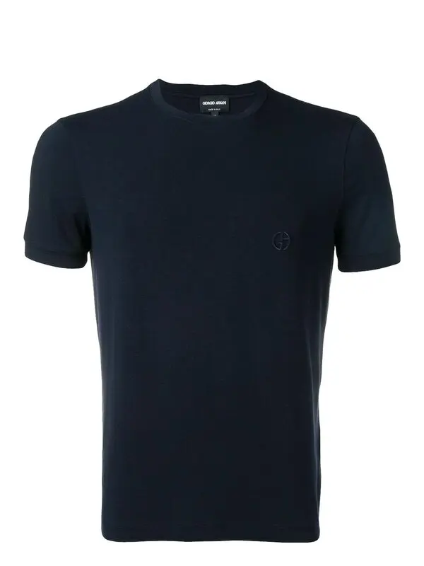 Giorgio Armani Stretch Viscose Jersey Crew Neck T-shirt - Blue