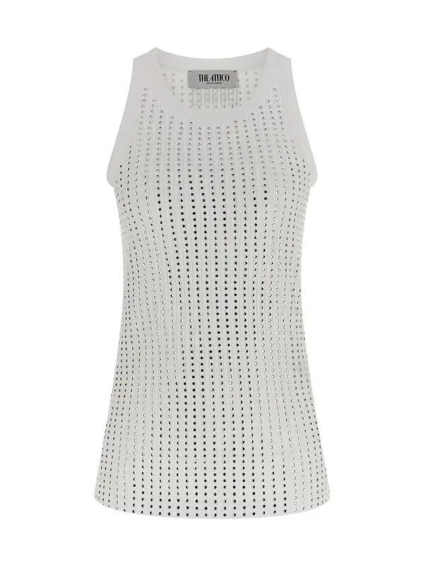 Attico Rhinestone Tank Top - White