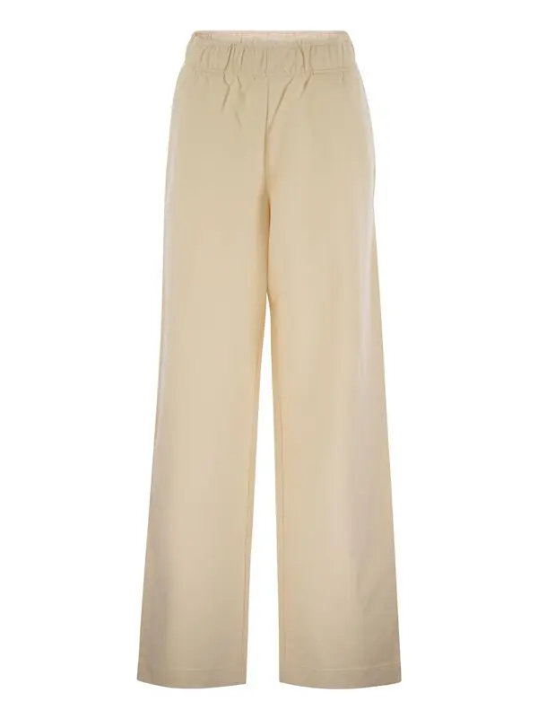 Moncler Wide-leg Cotton Jersey Sport Pants - Cream