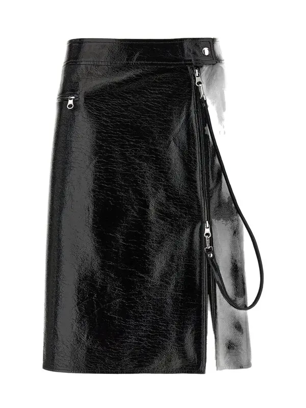 COURREGES Courrèges Zipped Vinyl Midi Skirt - Black