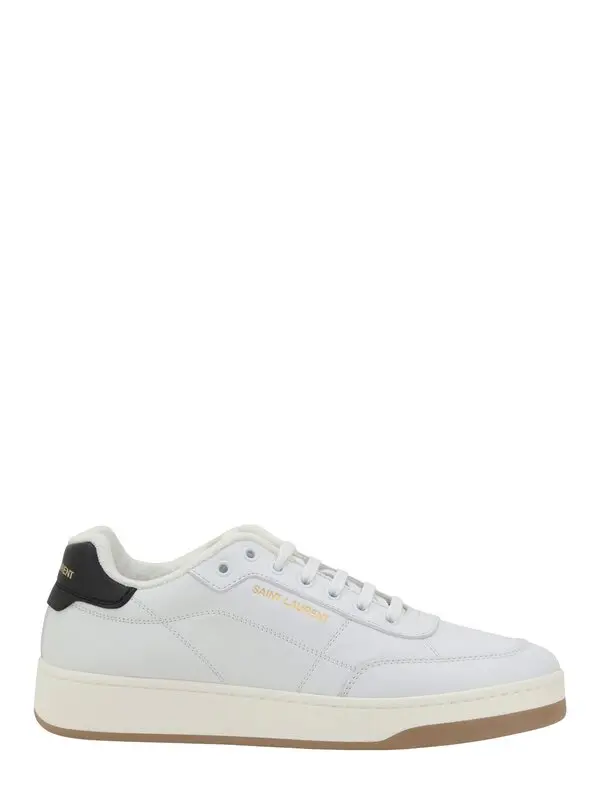 Saint Laurent Leather Sneakers With Monogram Detail - White