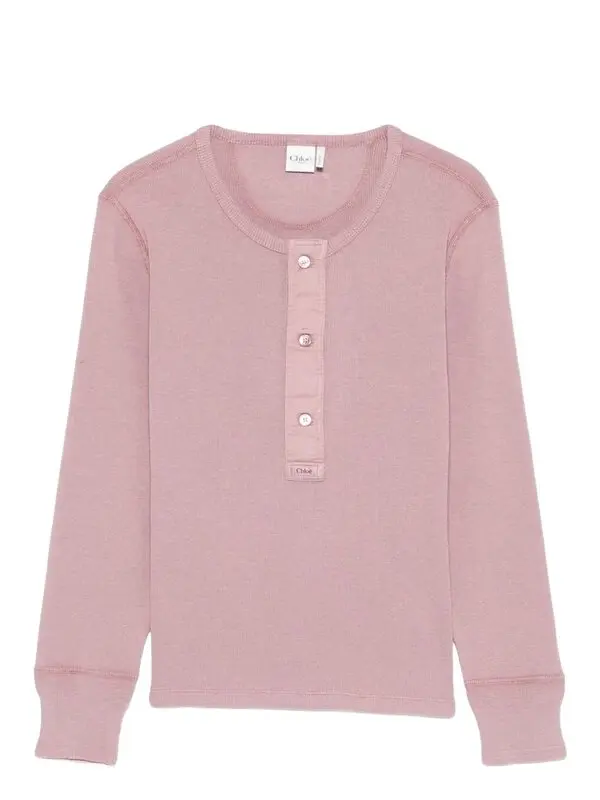 Chloé Fitted Cotton Jersey Henley Shirt - Multicolor