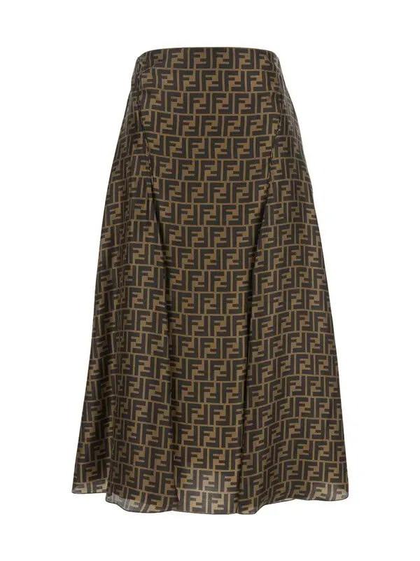 Fendi Midi Flared Skirt With Ff Motif - Multicolor