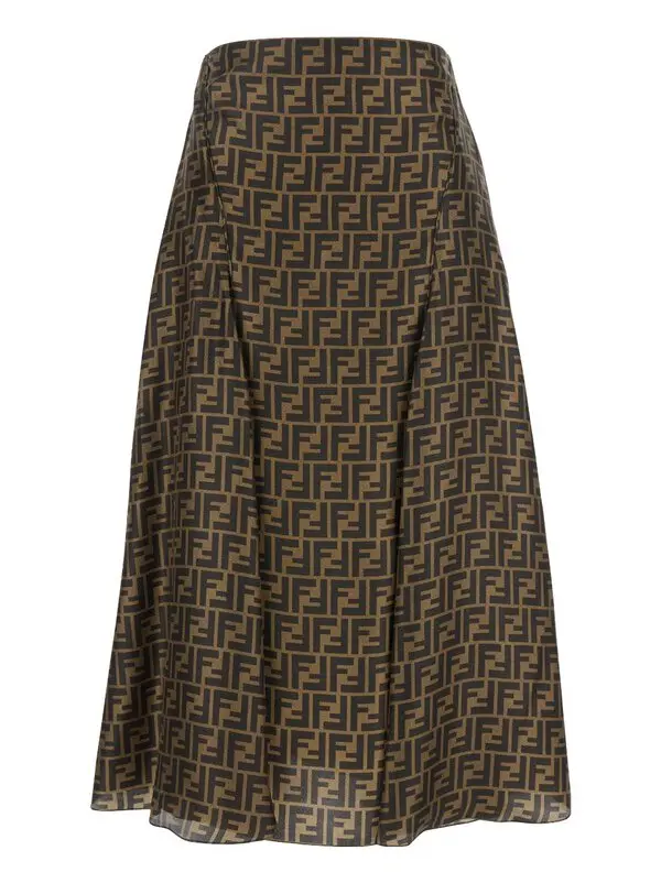 Fendi Midi Flared Skirt With Ff Motif - Multicolor