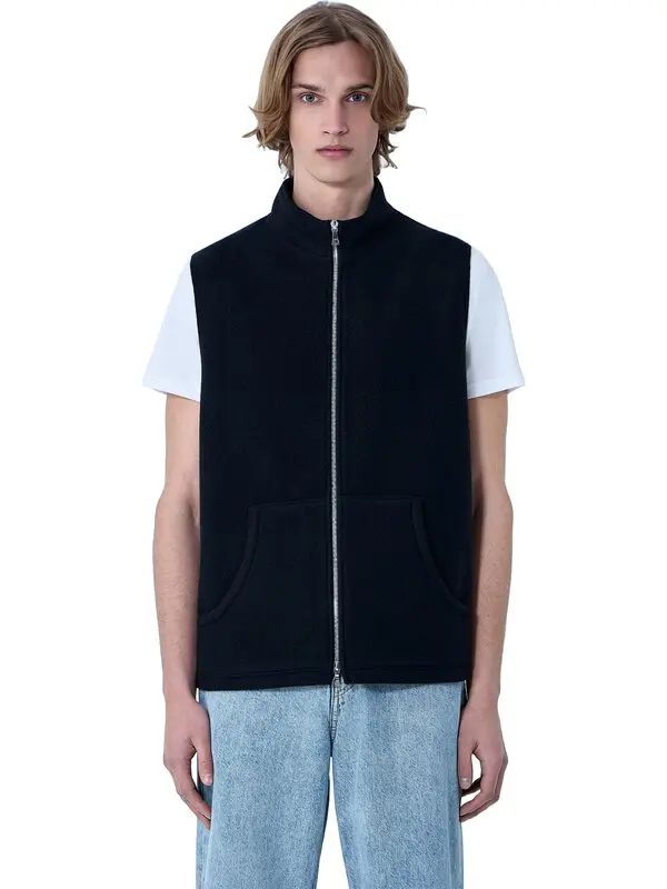 RIER High-neck Zip Vest With Front Pockets - Black