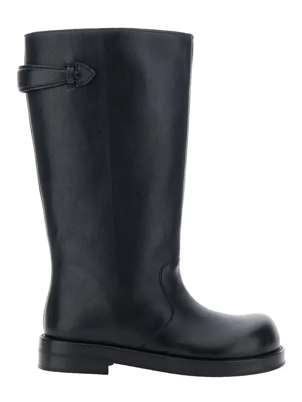 Acne Studios Leather Boots With Embossed Logo - Multicolor