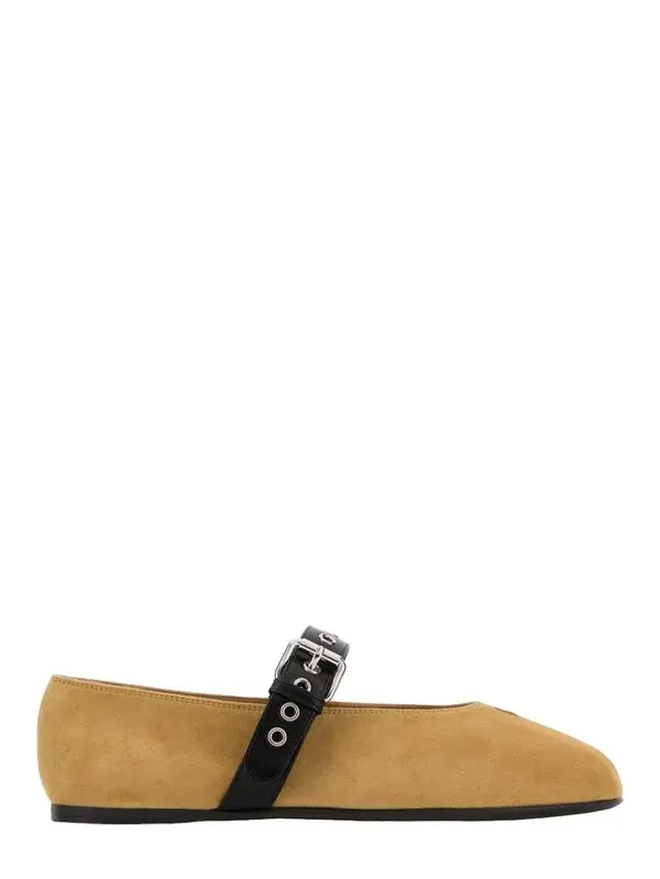 Miu Miu Suede Ballet Flats With Buckled Strap - Multicolor