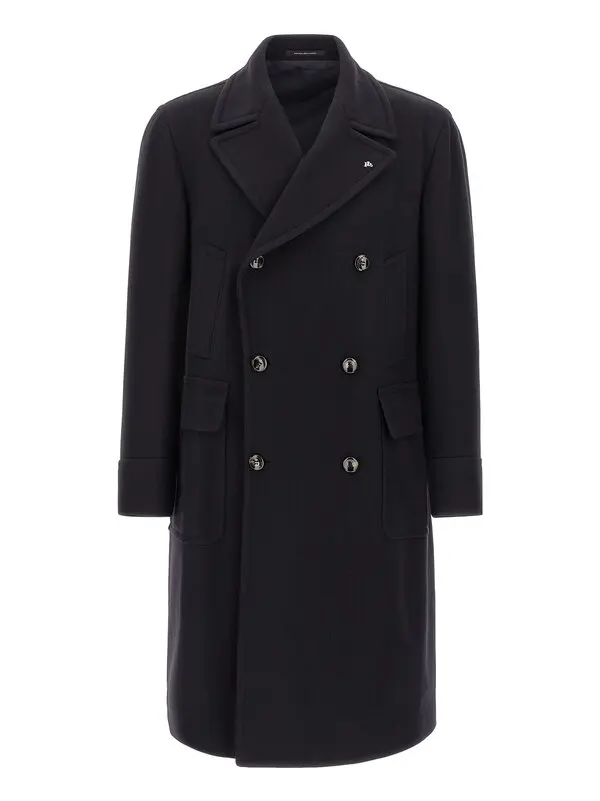 Tagliatore Double-breasted Wool And Cashmere Blend Midi Coat - Blue