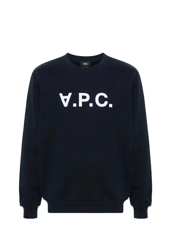 A.p.c. Crewneck Sweatshirt With Flocked Logo - Blue