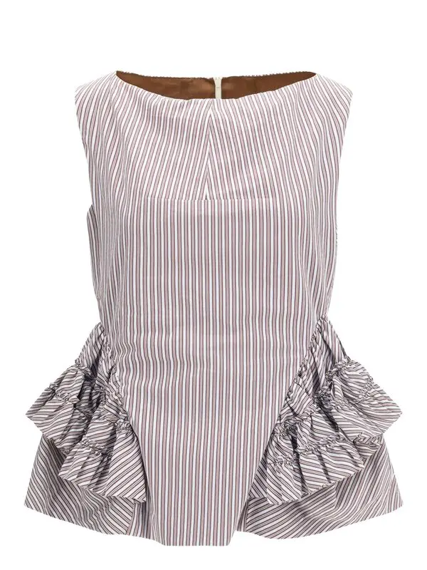 Dries Van Noten Striped Ruffled Peplum Top - Multicolor