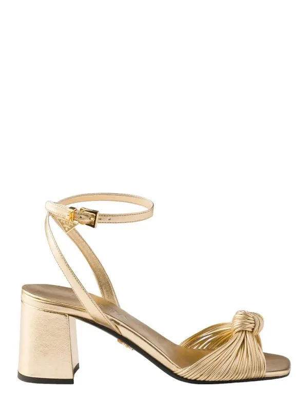 Prada Heeled Sandals With Knot Detail - Silver