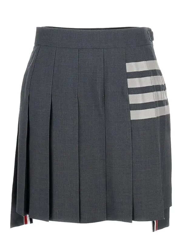 Thom Browne Pleated Mini Skirt With 4-bar Detail - Multicolor