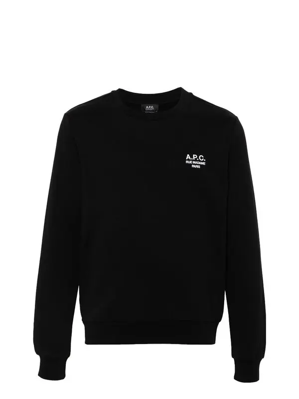 A.p.c. Organic Cotton Blend Sweatshirt With Embroidered Logo - Black
