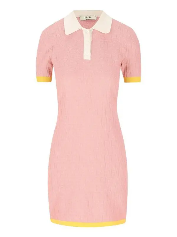 Fendi Short Sleeve Polo Dress - Pink