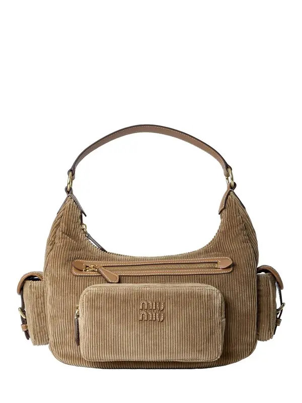Miu Miu Corduroy Shoulder Bag - Brown