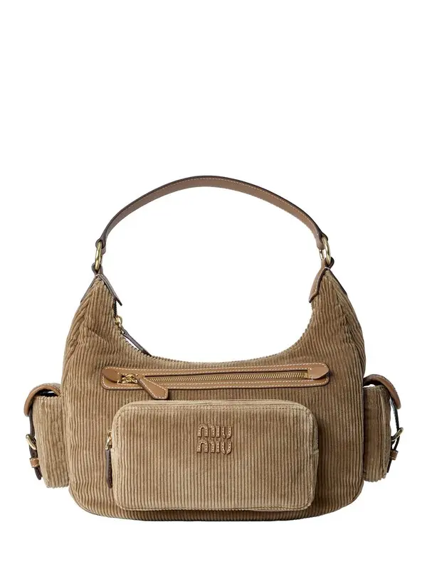 Miu Miu Corduroy Shoulder Bag - Brown
