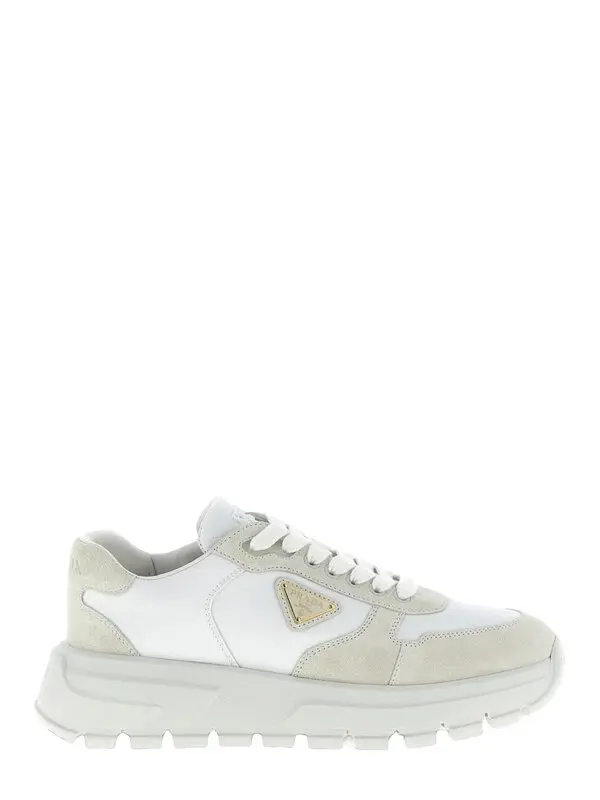 Prada Re-nylon And Suede Sneakers - White