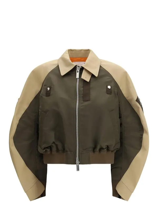 Sacai Cotton And Nylon Bomber Jacket - Green