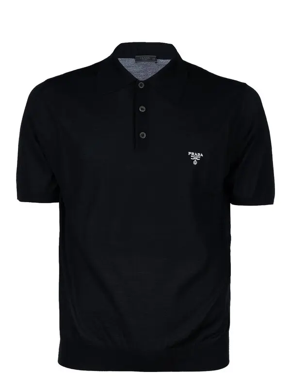 Prada Black Knitwear Polo Shirt - Multicolor